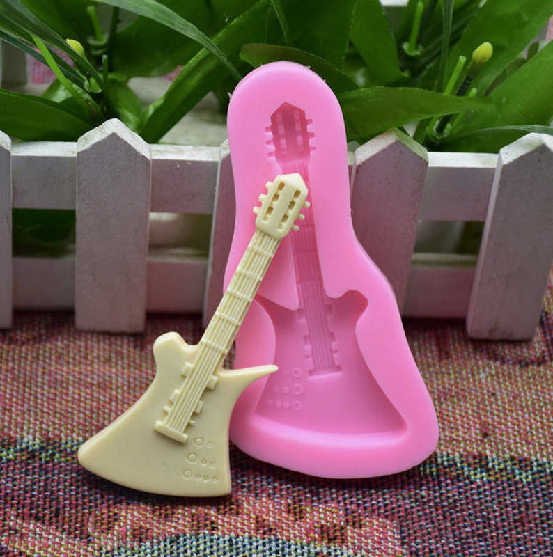 Electric Guitar Silicone Mold Cake Mold Soap Mould Biscuit Mold Polymer ...