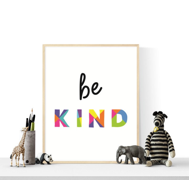 Be Kind Art Printable Nursery Wall Art Quote Bright Colors | Etsy
