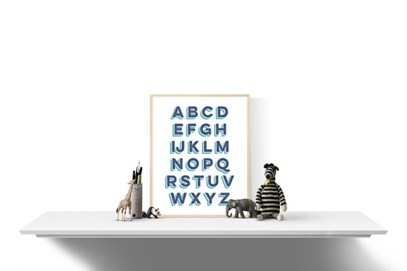 Blue Alphabet Art Printable Nursery Wall Art Decor Little | Etsy