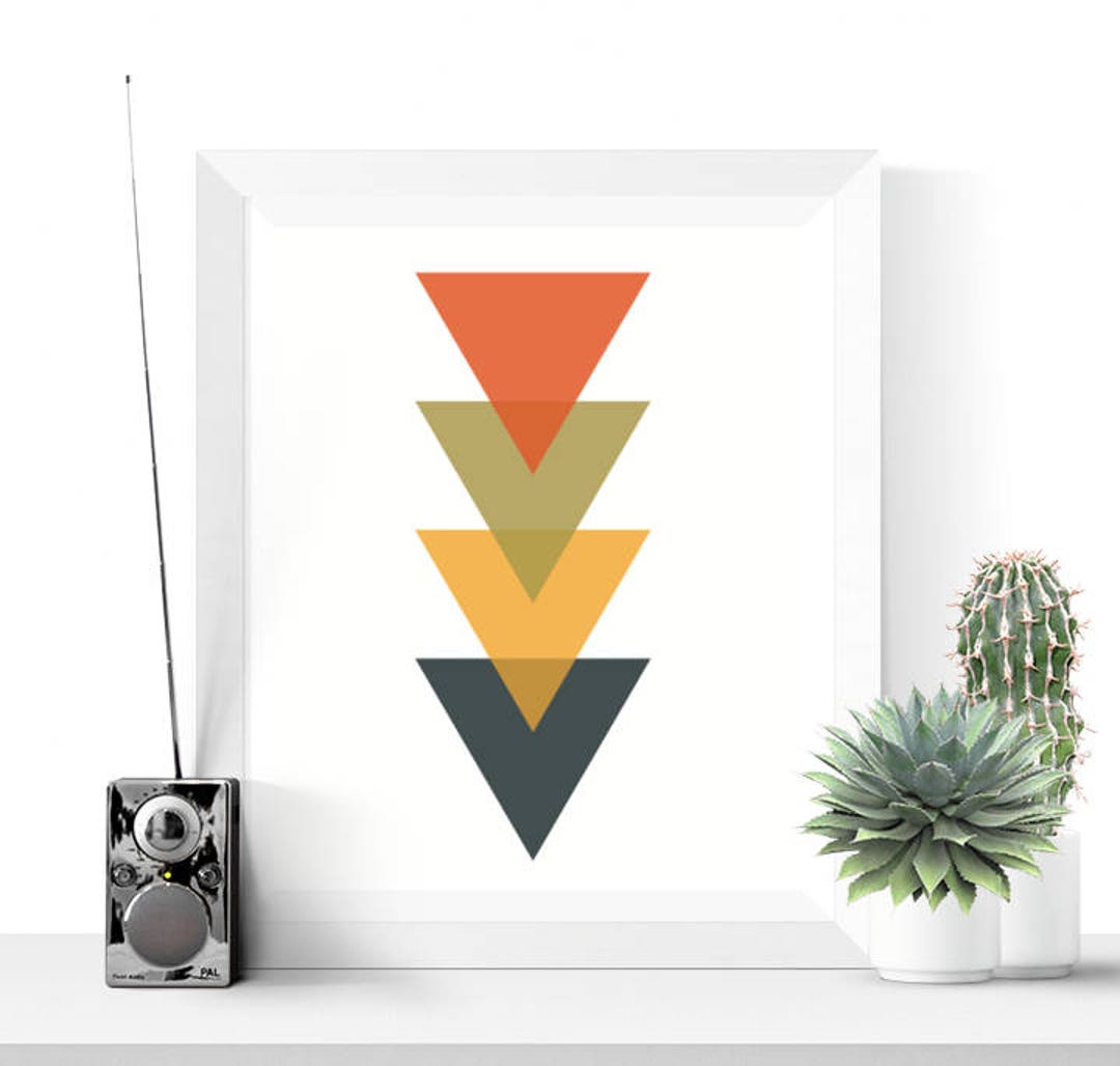 Printable Art Mid Century Modern Triangles Art Printable - Etsy