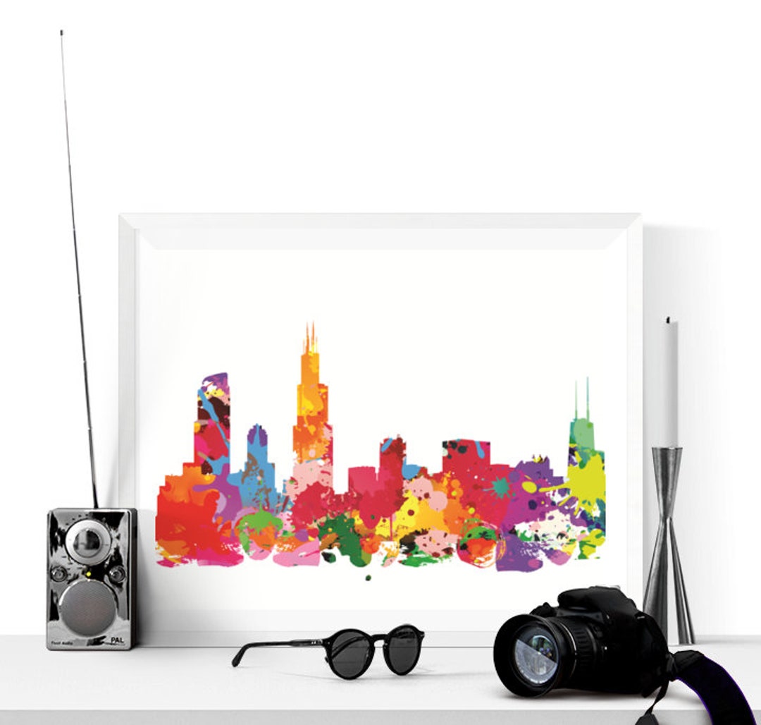 Chicago Skyline Printable Chicago Cityscape Chicago Art - Etsy
