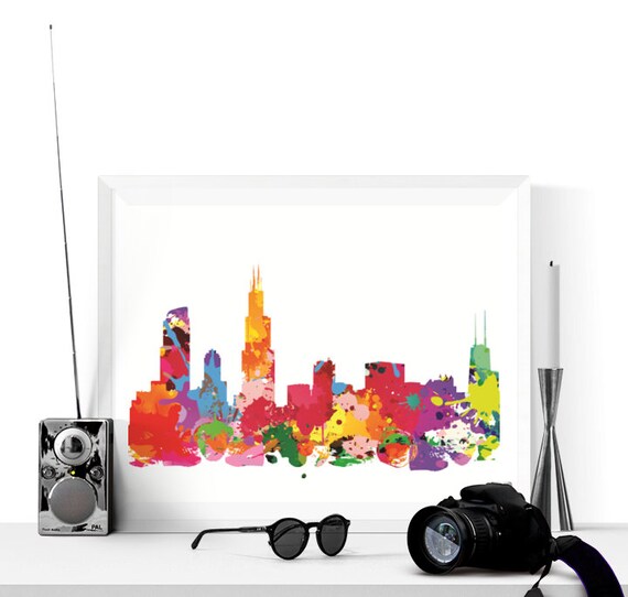 Chicago Skyline Printable Chicago Cityscape Chicago Art | Etsy