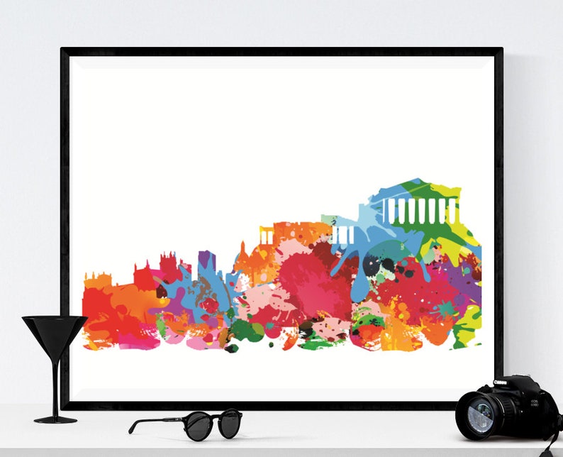 Athens Skyline Printable Athens Cityscape Athens Art | Etsy