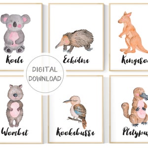 Australian Animal Printables Set of 6 Australian Animals Nursery ...