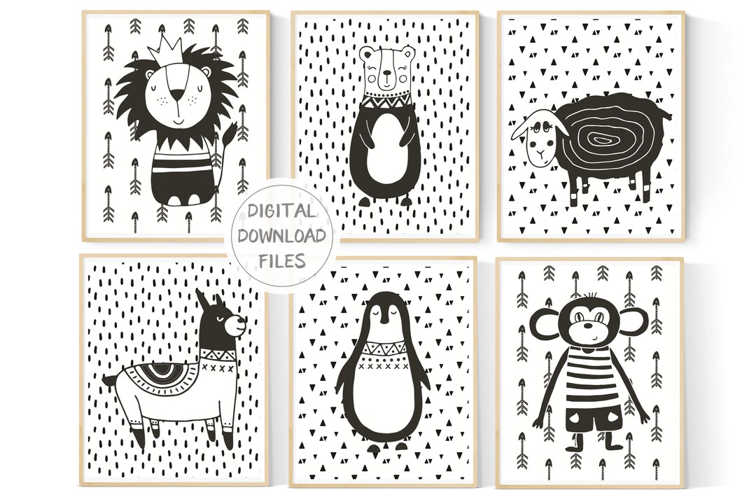 Scandi Animal Art Printables Scandinavian Nursery Wall Art - Etsy
