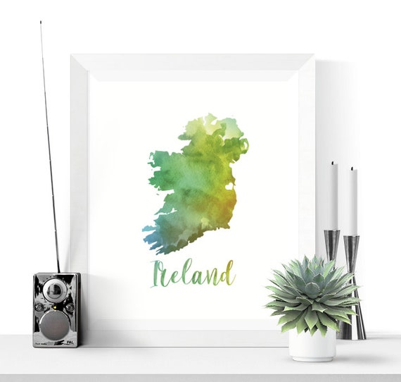 Ireland Art Ireland Printable Green Ireland Print | Etsy