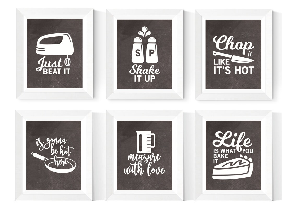 Kitchen Decor Fun Kitchen Printables 6 Set Kitchen Wall - Etsy