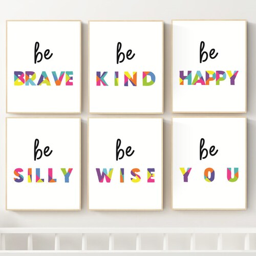 Be Kind Be Brave Be You Printable Wall Art Inspirational - Etsy