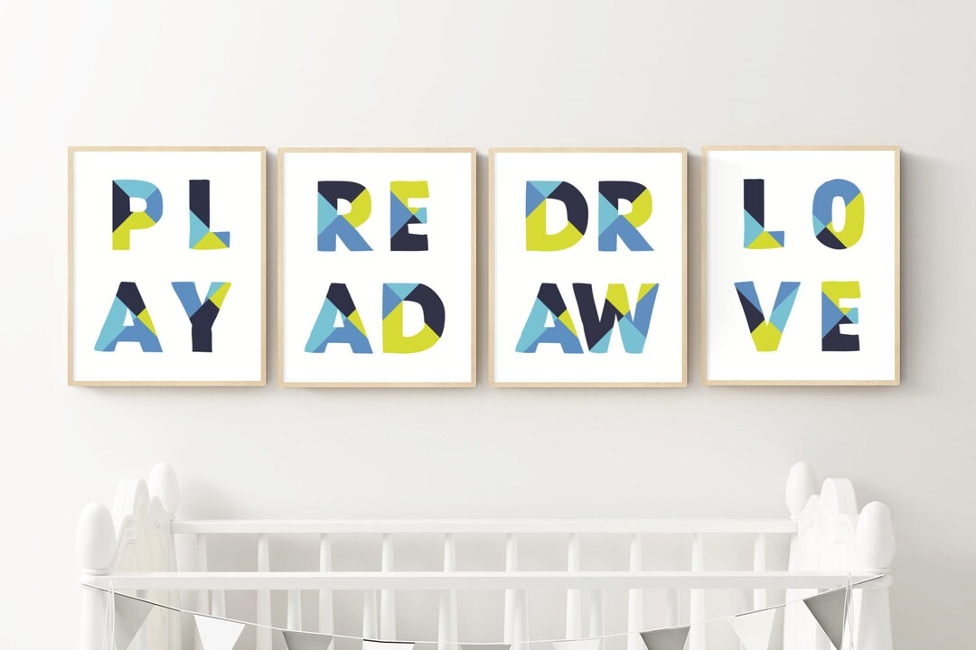 Nursery Quote Wall Art 4 Set Play Read Draw Love Art Prints - Etsy
