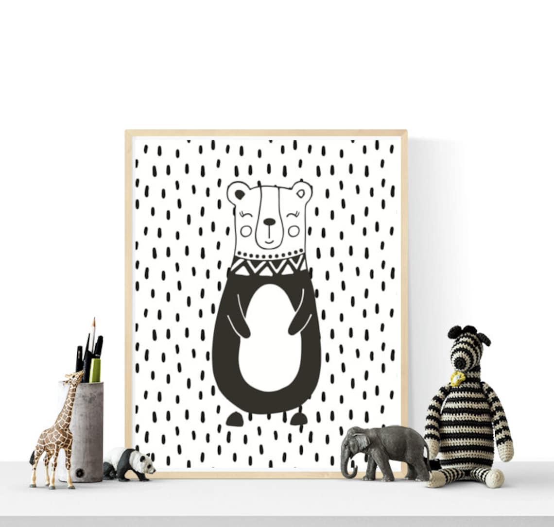 Scandi Animal Art Printables Scandinavian Nursery Wall Art | Etsy