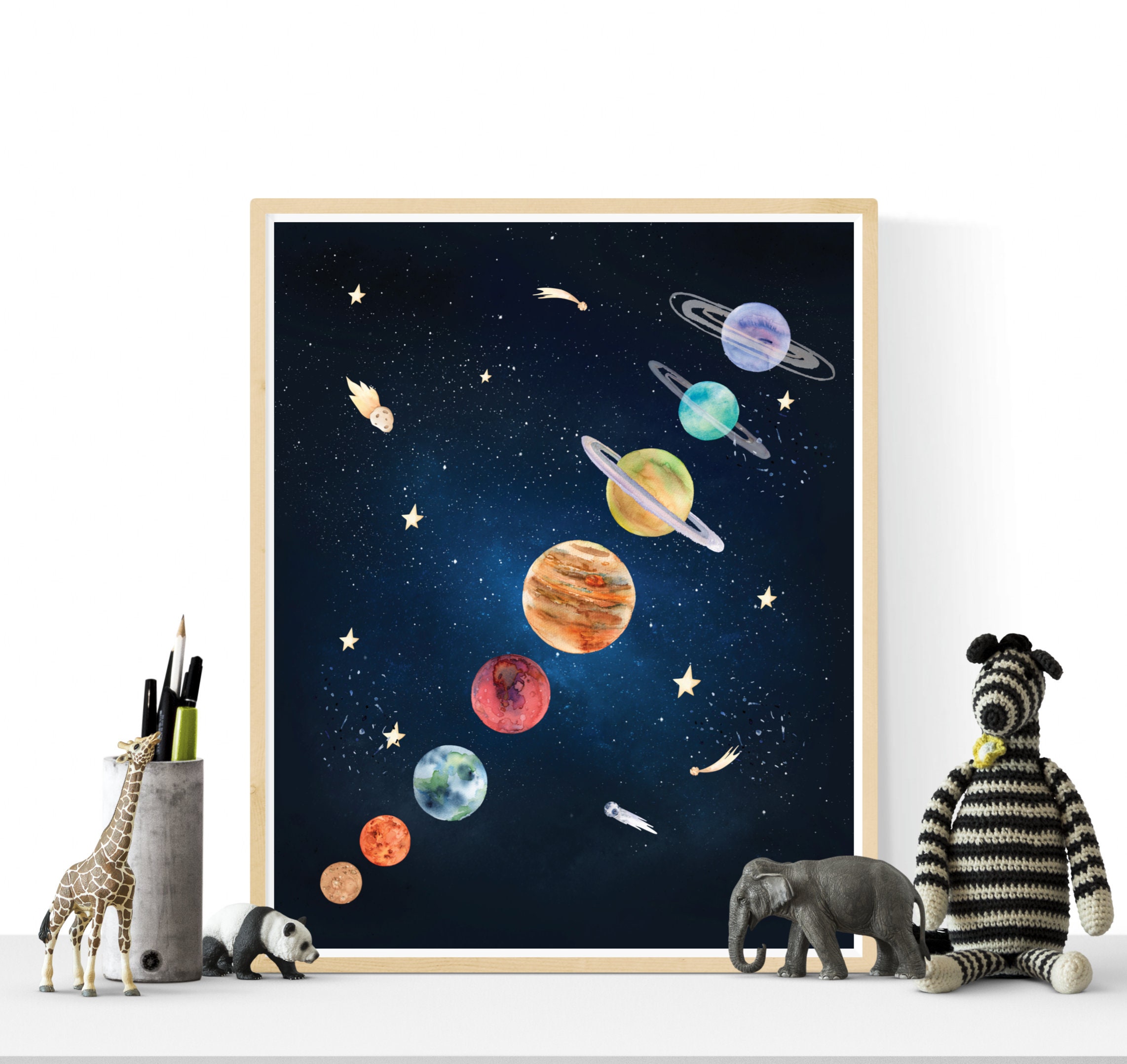 Solar System Art Printables 3 Set Space Theme Nursery - Etsy