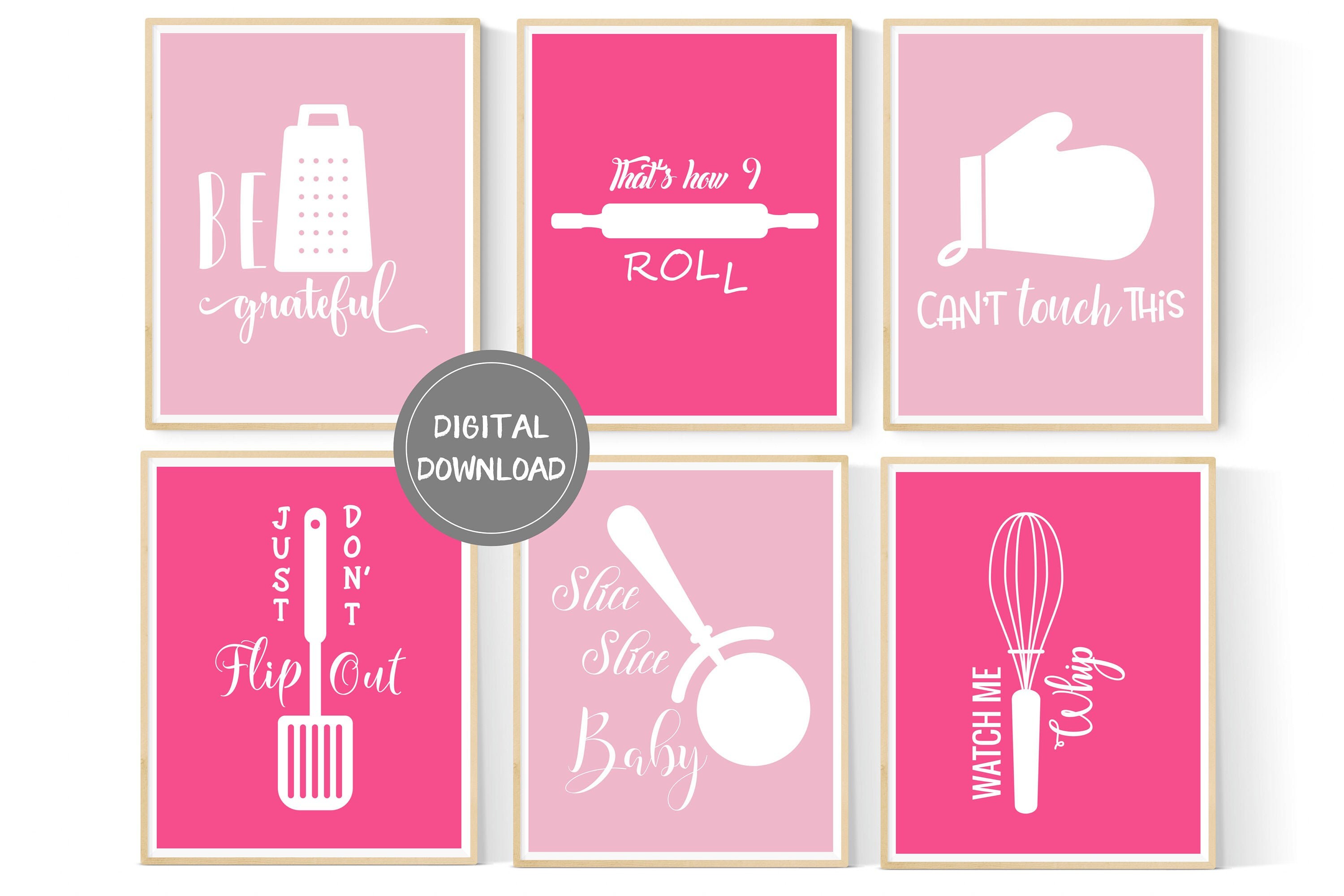 Pink Kitchen Art Pink Kitchen Printables Kitchen Decor 6 - Etsy