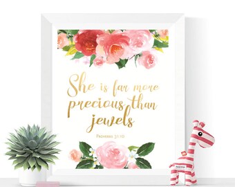 DIGITAL She is More Precious Than Jewels Nursery Print - Etsy