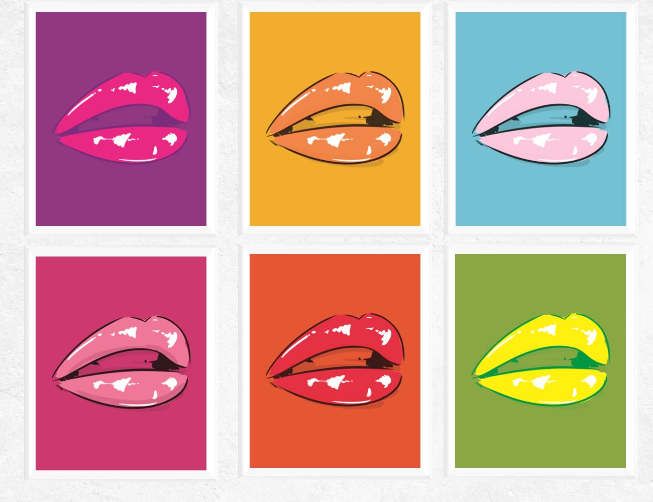 Lips Art Pop Art Lips Printables 6 Set Pop Art Prints | Etsy