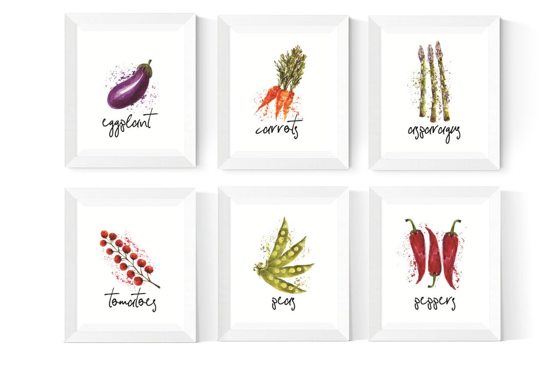 Vegetable Art Vegetable Printables Kitchen Wall Art Watercolor ...