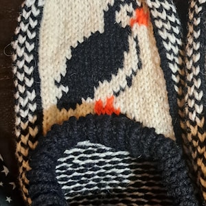 100% Wool Knitted Puffin Slippers. Size Large Adults 9-10 Adults. Other ...