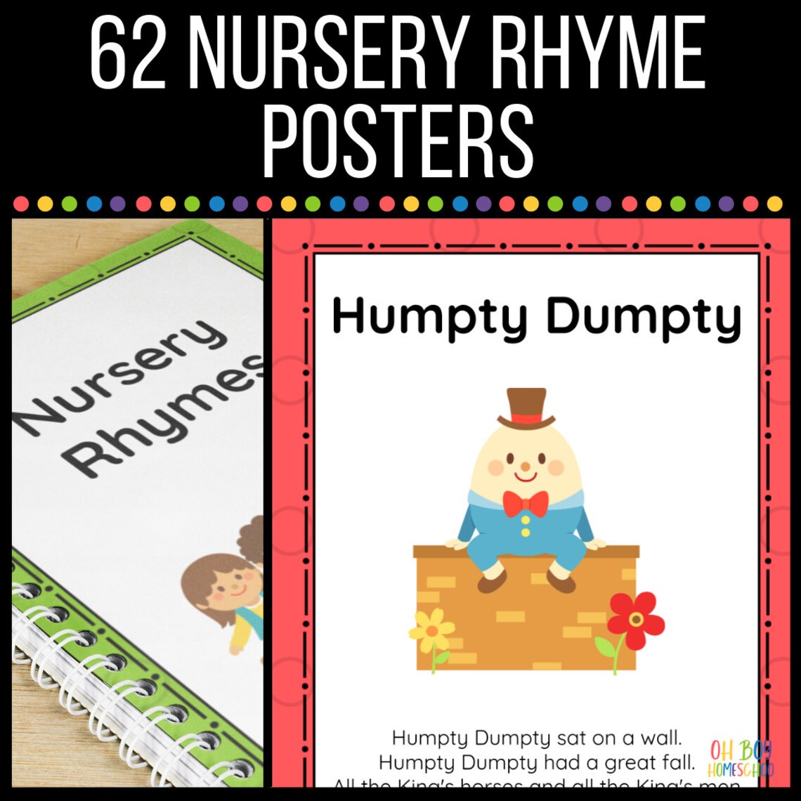 62 Nursery Rhyme Posters | Nursery Rhyme Book | Nursery Rhyme Art ...