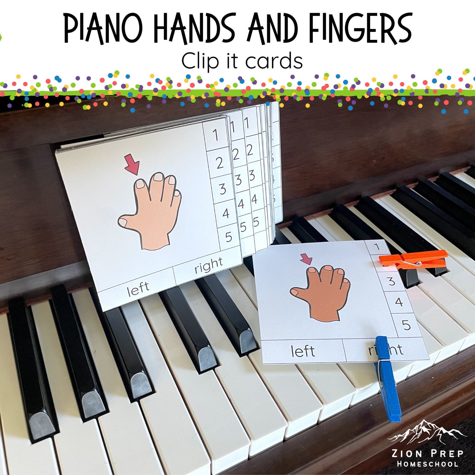 Piano Hands and Finger Clip It Cards for Young Piano Students - Etsy