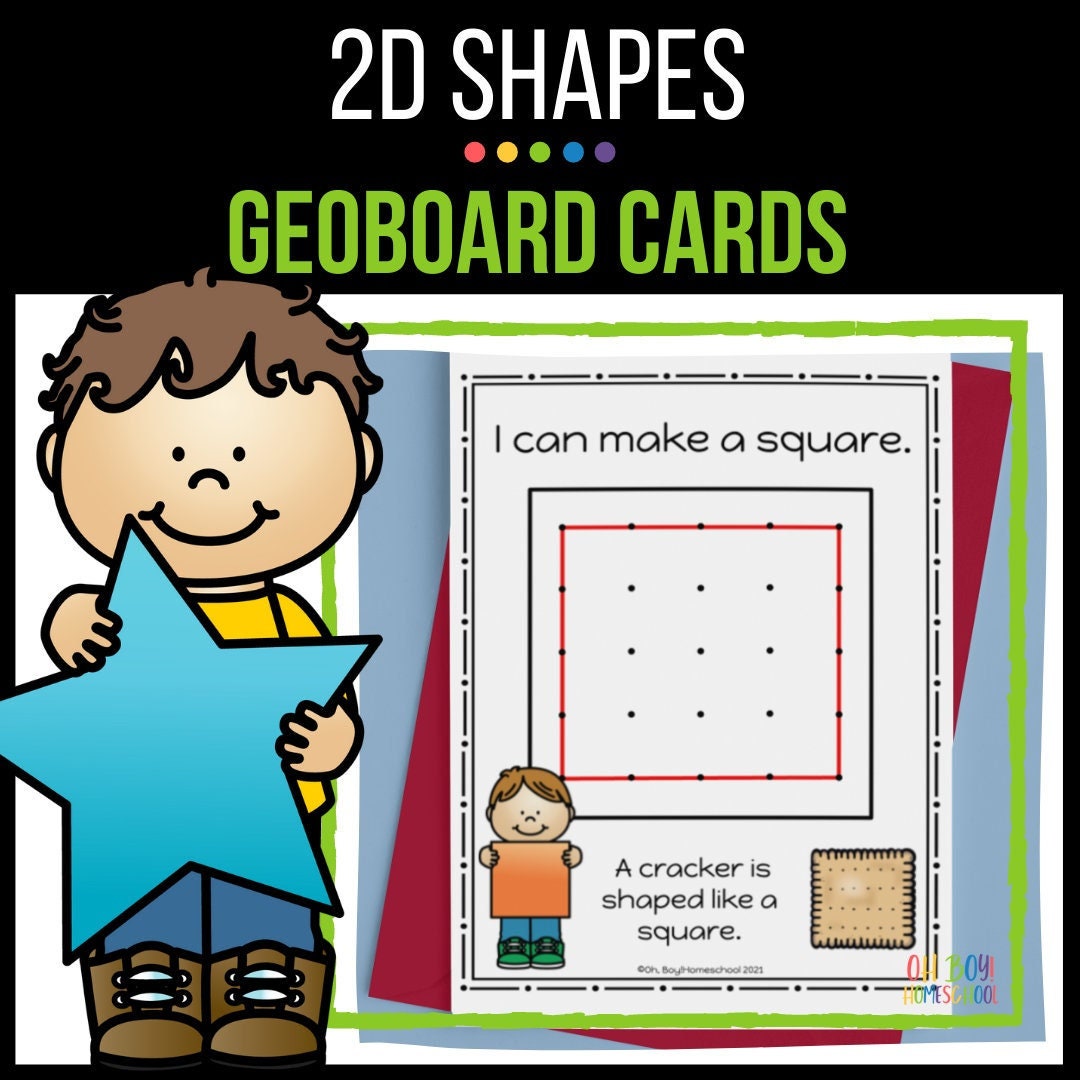 2D Shape Geoboard Cards for Preschoolers and Kindergartners - Etsy