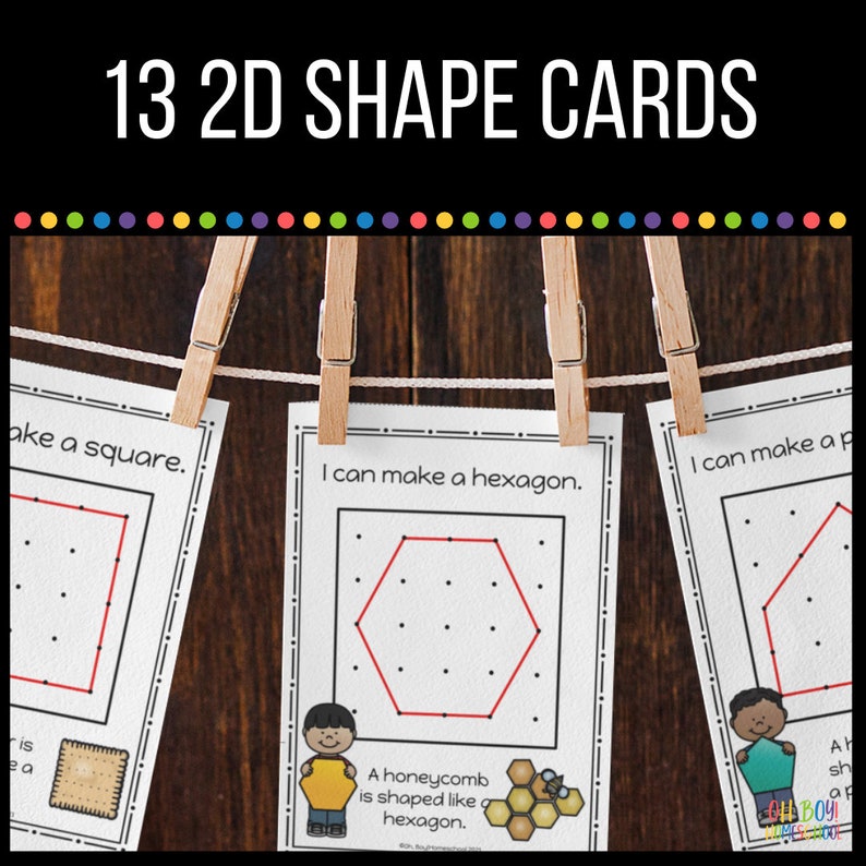 2D Shape Geoboard Cards for Preschoolers and Kindergartners - Etsy