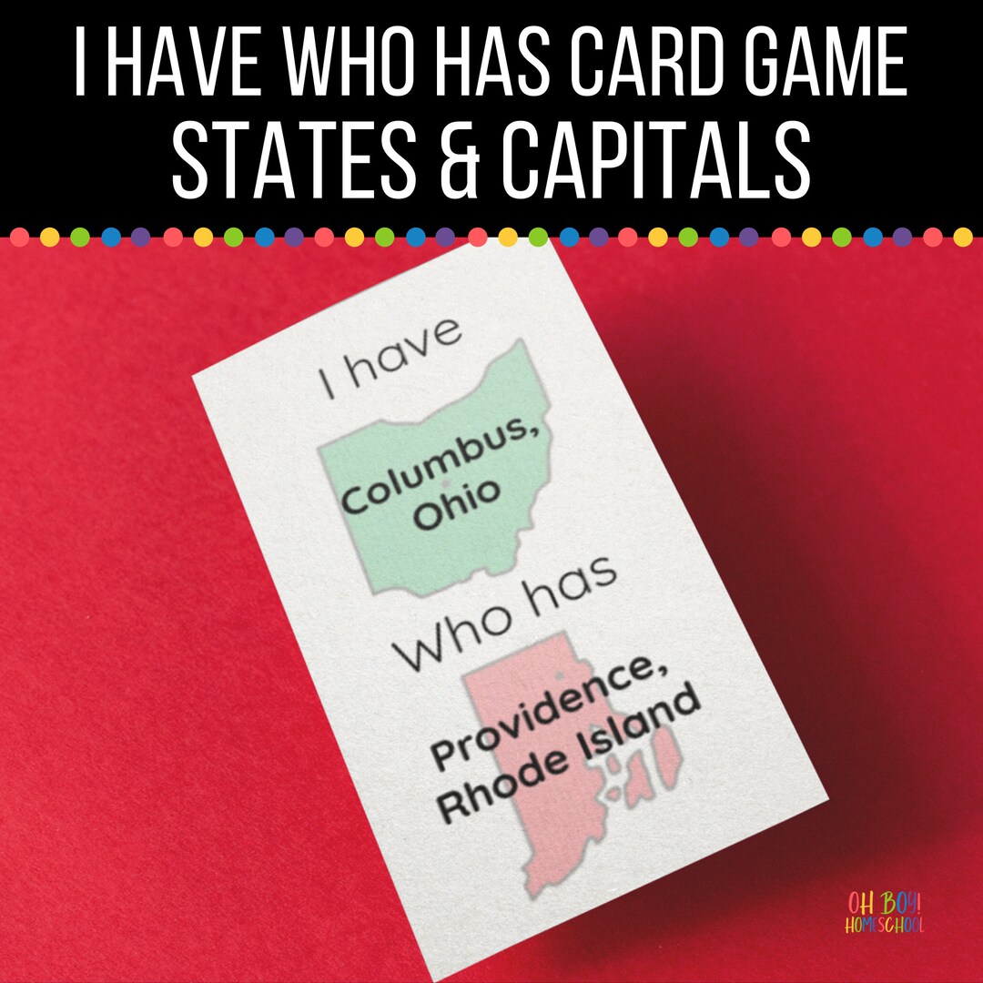 I Have Who Has? State and Capitals Card Game for 5th Graders - Etsy