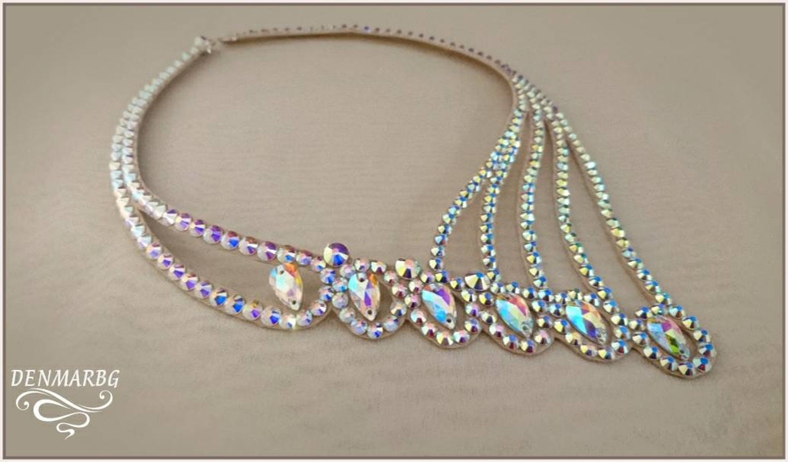 Crystal AB Ballroom Dance Necklace, Rhinestone Costume Jewelry - Etsy