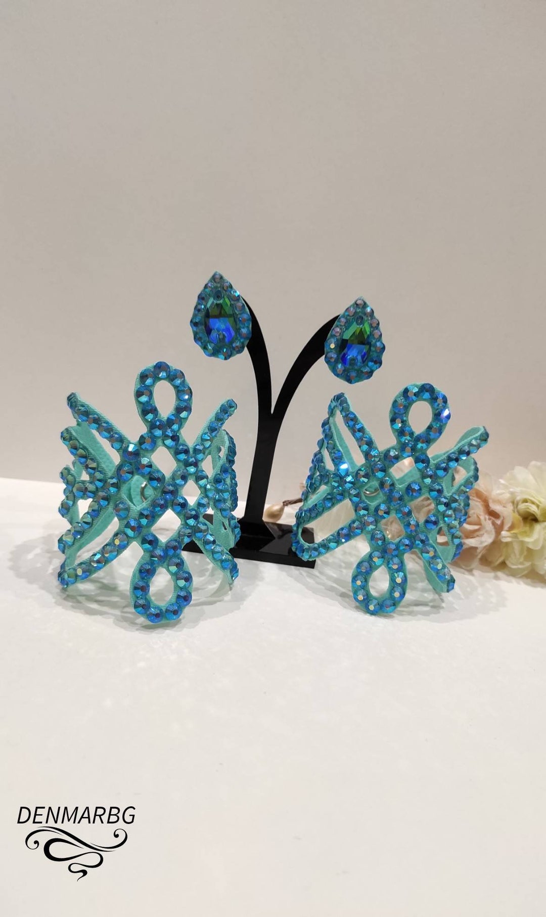Rhinestone Ballroom Dance Jewelry Set, Earrings and Cuffs - Etsy