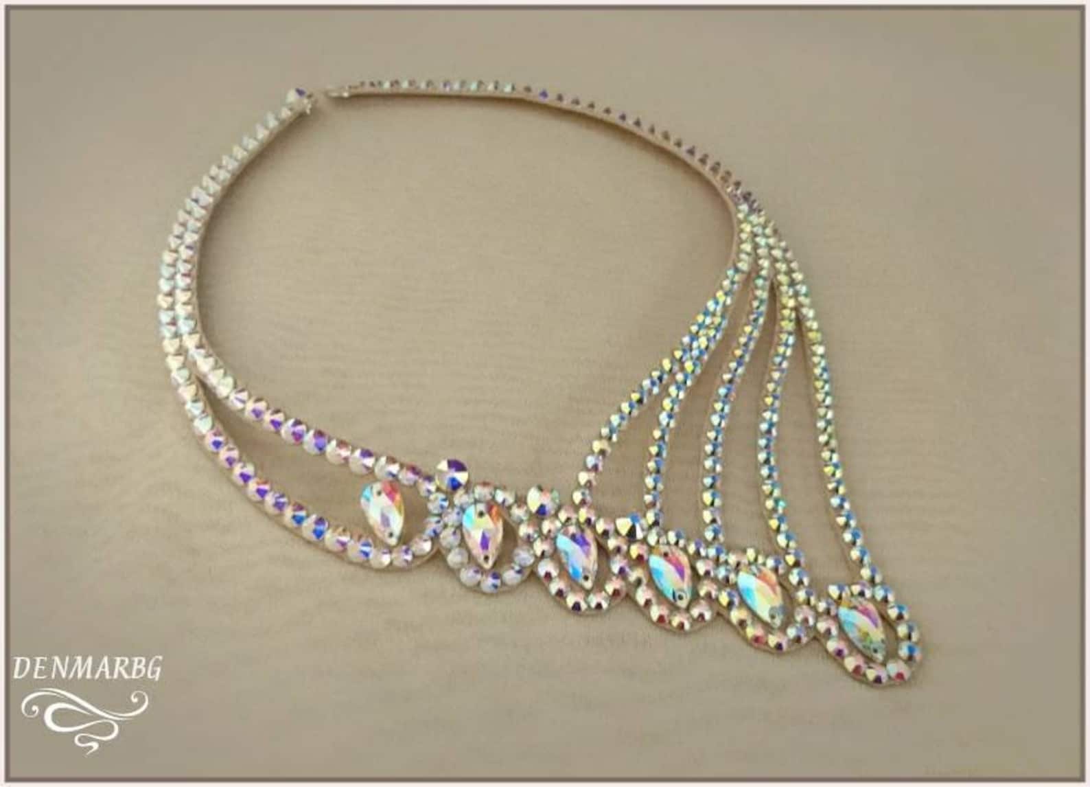 Crystal AB Ballroom Dance Necklace, Rhinestone Costume Jewelry - Etsy