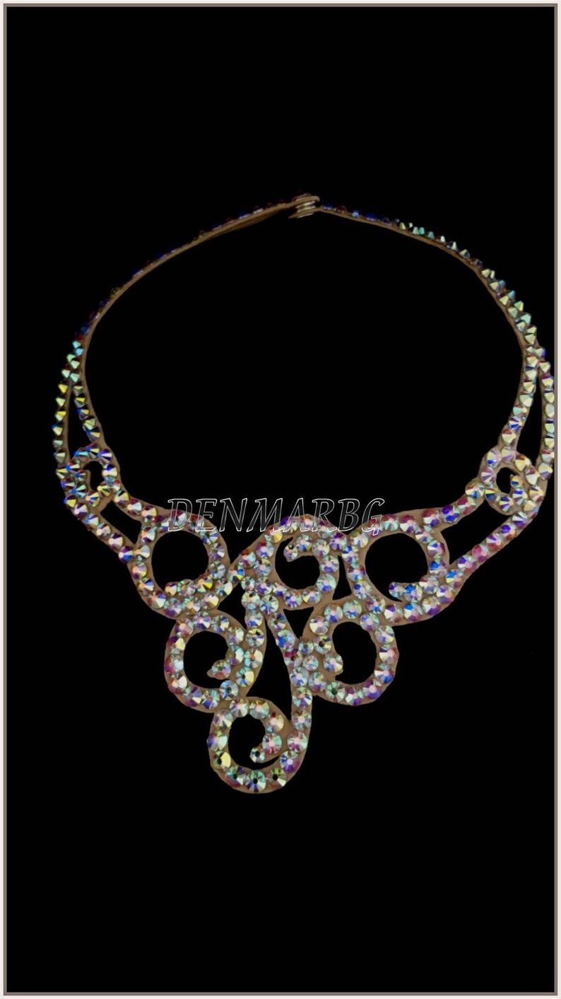 Ballroom Dance Necklace, AB Crystals, Sapphire Rhinestones - Etsy