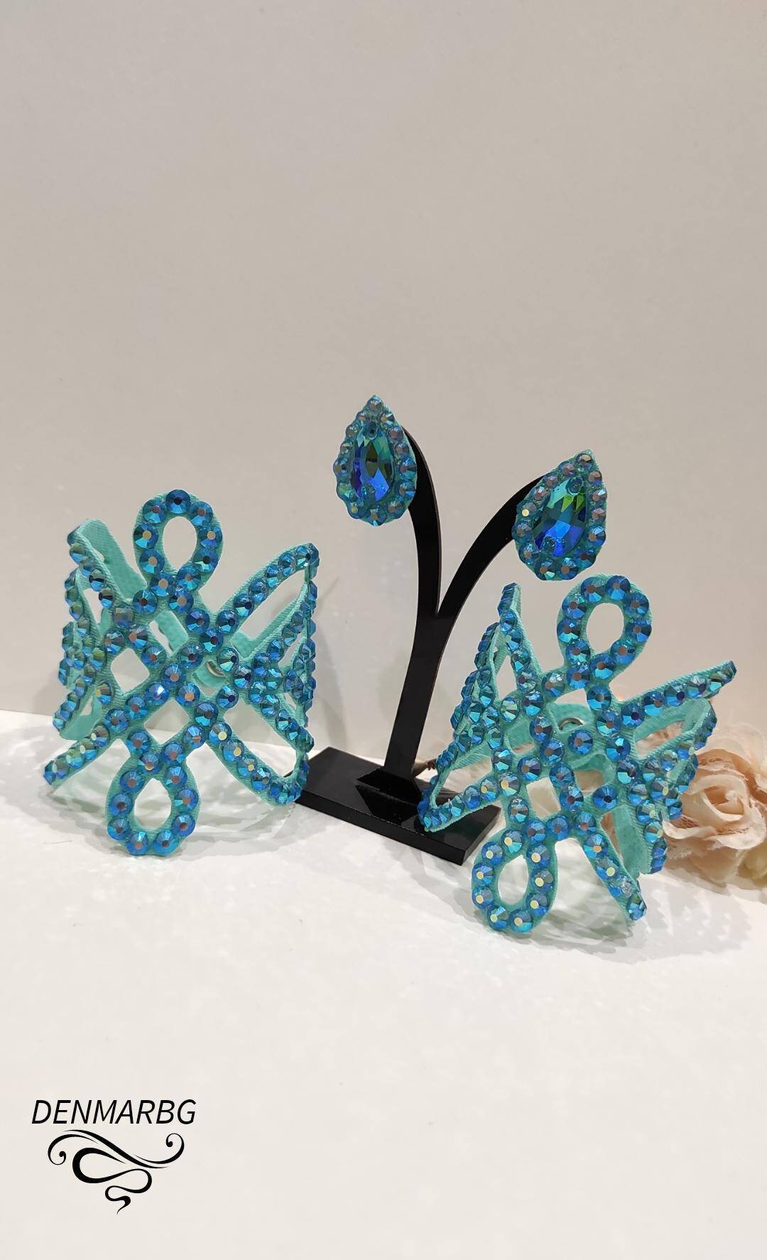 Rhinestone Ballroom Dance Jewelry Set, Earrings and Cuffs - Etsy