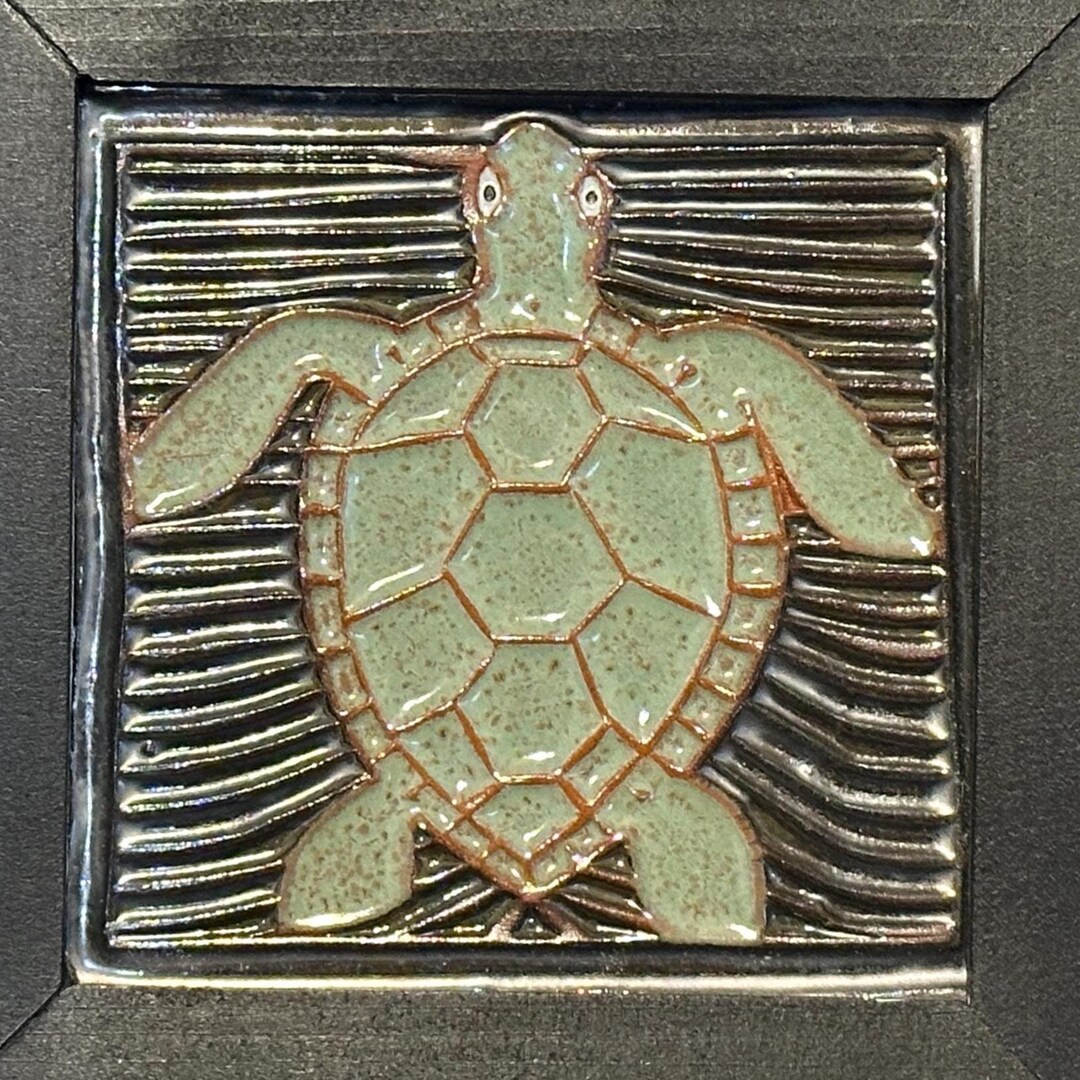 Sea Turtle Tile Handmade Artisan Wall Art Home Office Bath Beach House ...