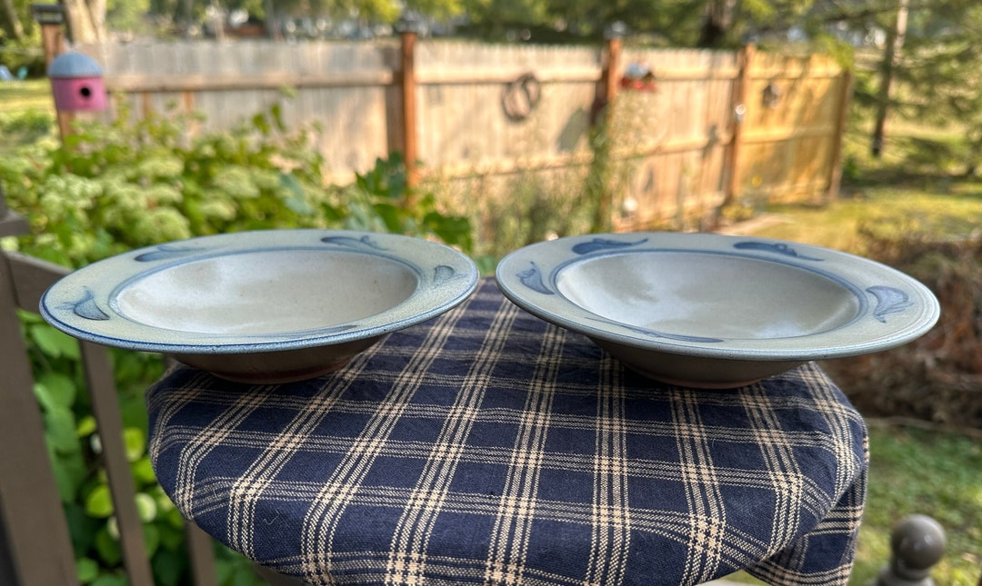 RPW Bowls Rowe Pottery Works Vintage Set of 2 Handmade Salt Glazed ...