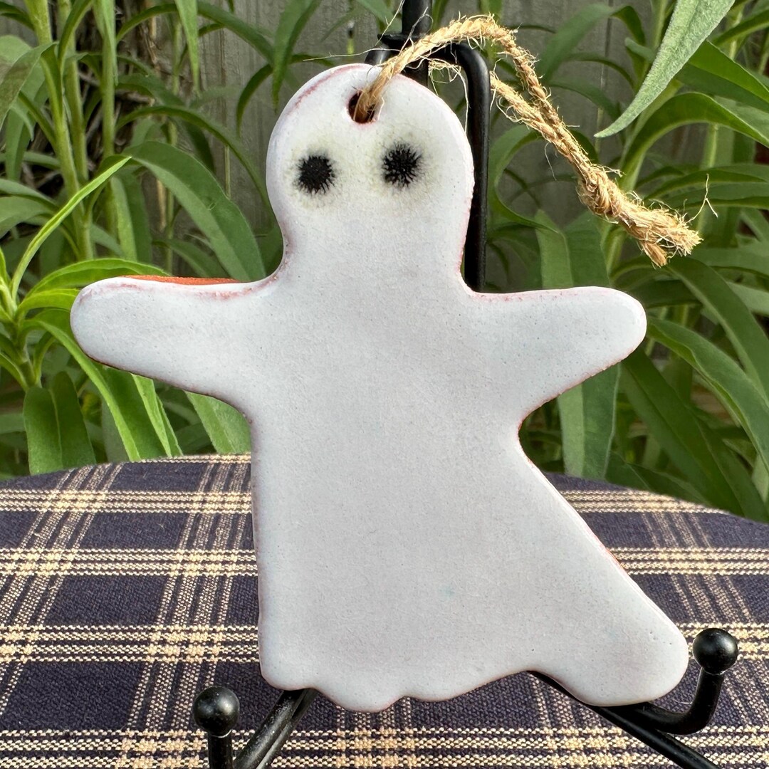 Handmade Ghost Halloween Ornament: Redware Pottery Decor - Etsy