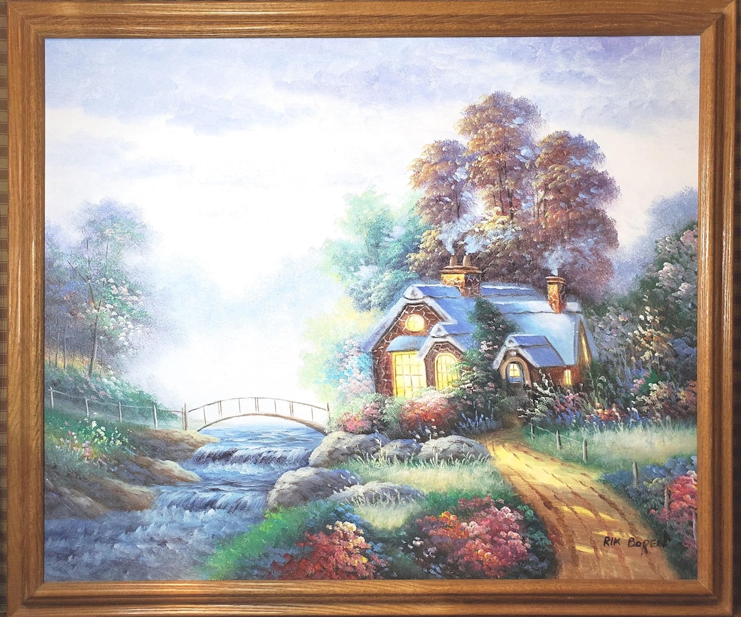 Rik Boren Cottage Painting: Original Oil on Canvas With Oak Frame - Etsy