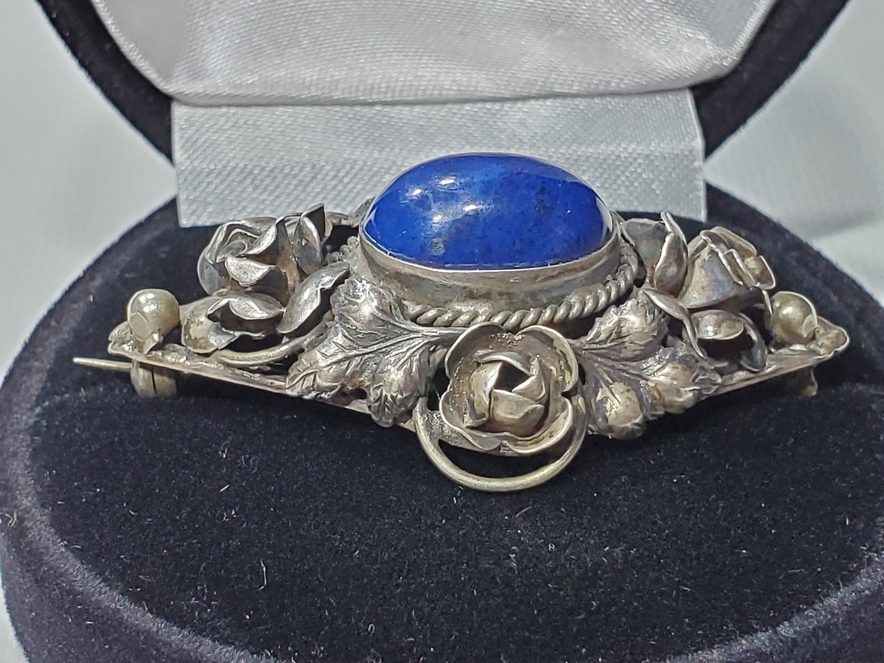 Antique Brooch-Flli Peruzzi-Sterling Silver-Lapis | Etsy