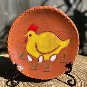 Broody Hen Plate Handmade Redware Pottery by Chris A Charlson Primitive ...