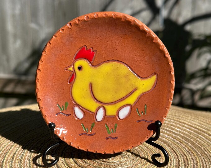Broody Hen Plate Handmade Redware Pottery by Chris A Charlson Primitive ...