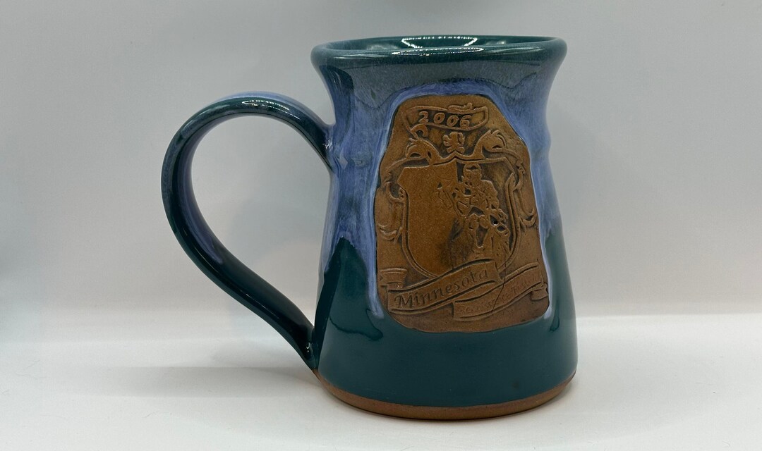 Large Coffee Cup Mug Knight Azul Pottery Handmade Studio Pottery Blue W ...