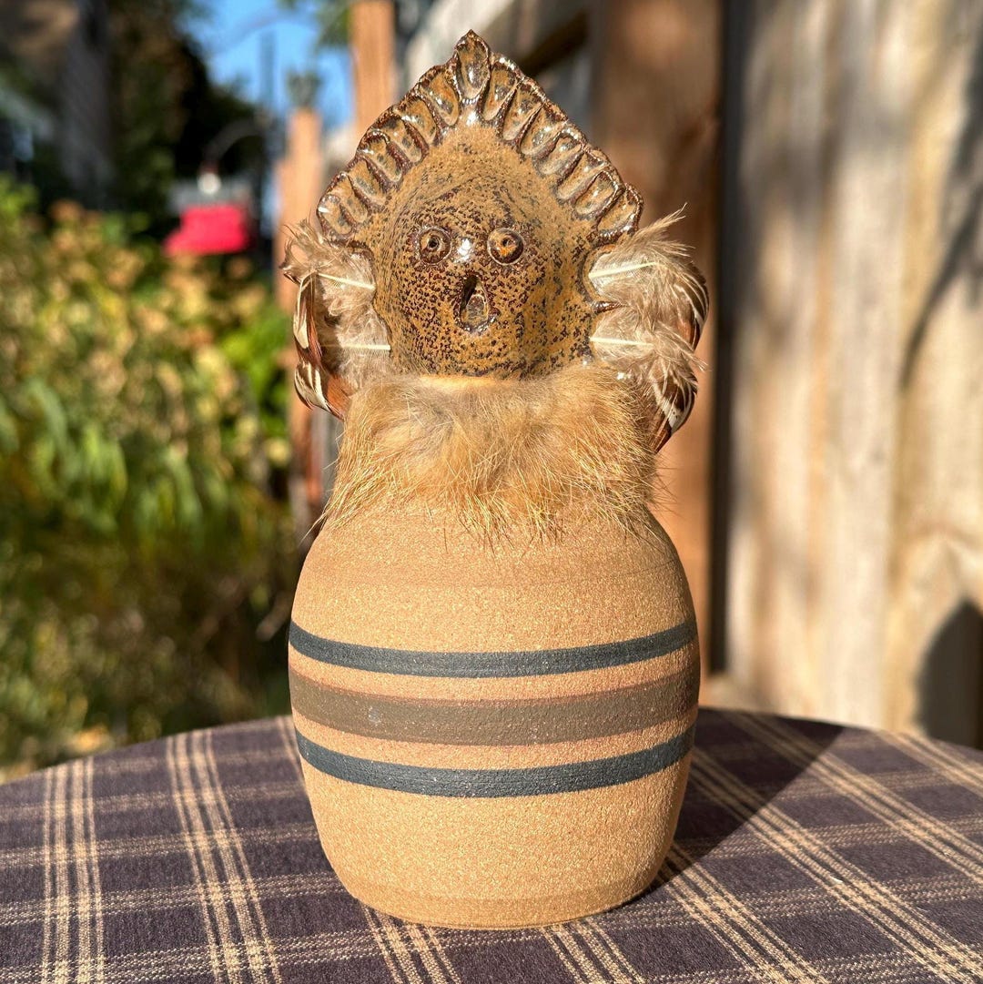 Face Jug Handmade: Rabbit Fur & Feather Totem, Signed - Etsy