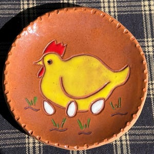 Broody Hen Plate Handmade Redware Pottery by Chris A Charlson Primitive ...