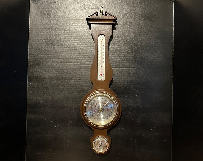 MCM Weather Station, Barometer, Hydrometer, Thermometer, Solid Wood ...