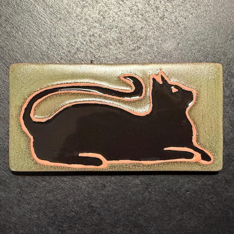 Black Cat on Tile - Etsy
