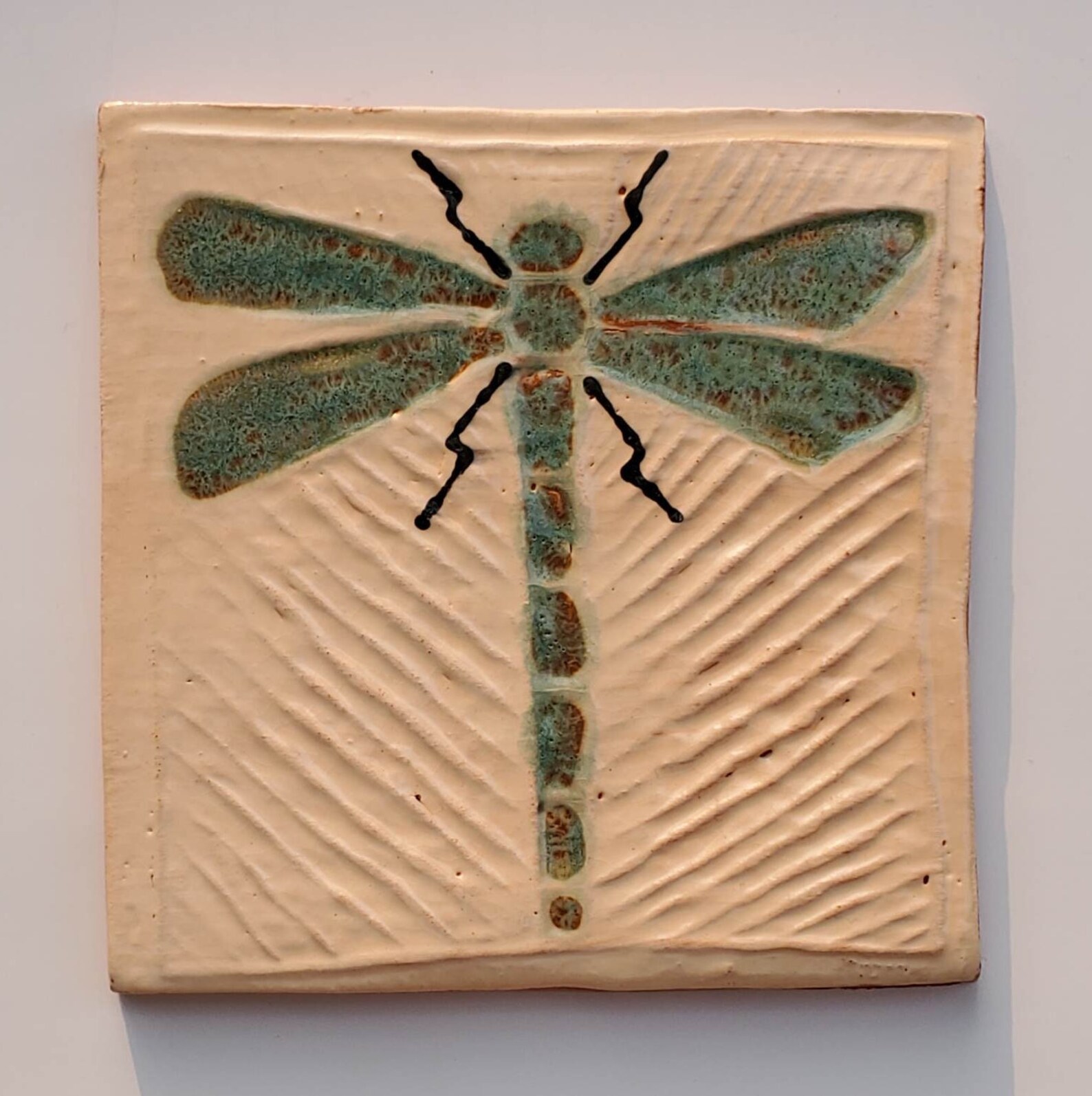 Dragonfly Tile or Coaster Handmade by Chris A Charlson Studio Pottery ...