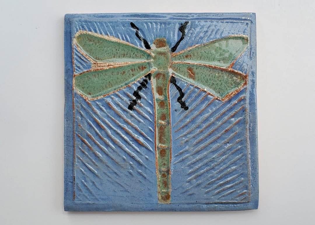 Dragonfly Tile or Coaster Handmade for Kitchen Backsplash Bathroom Wall ...