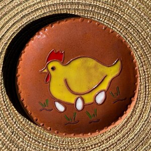 Broody Hen Plate Handmade Redware Pottery by Chris A Charlson Primitive ...