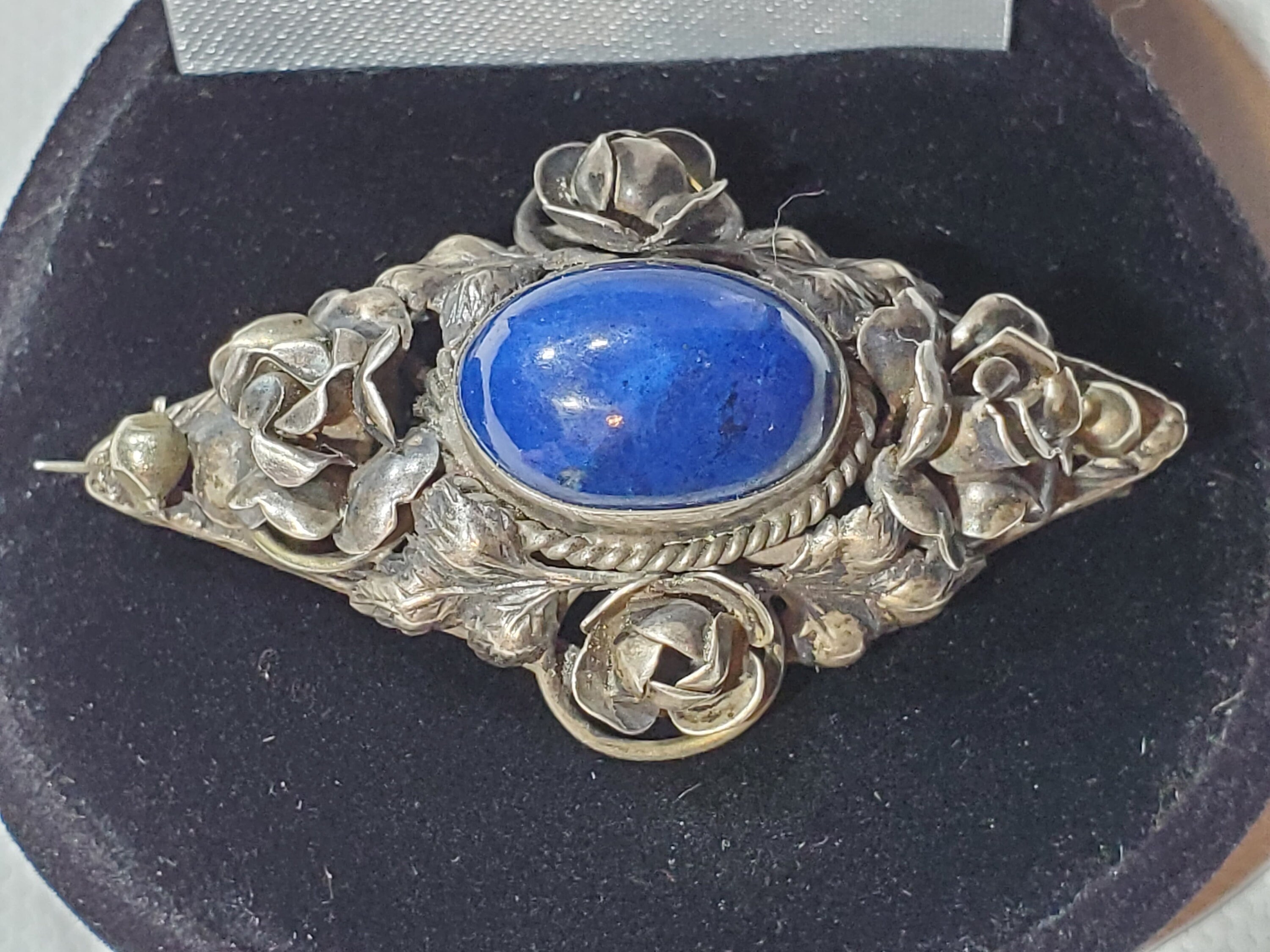 Antique Brooch-Flli Peruzzi-Sterling Silver-Lapis | Etsy