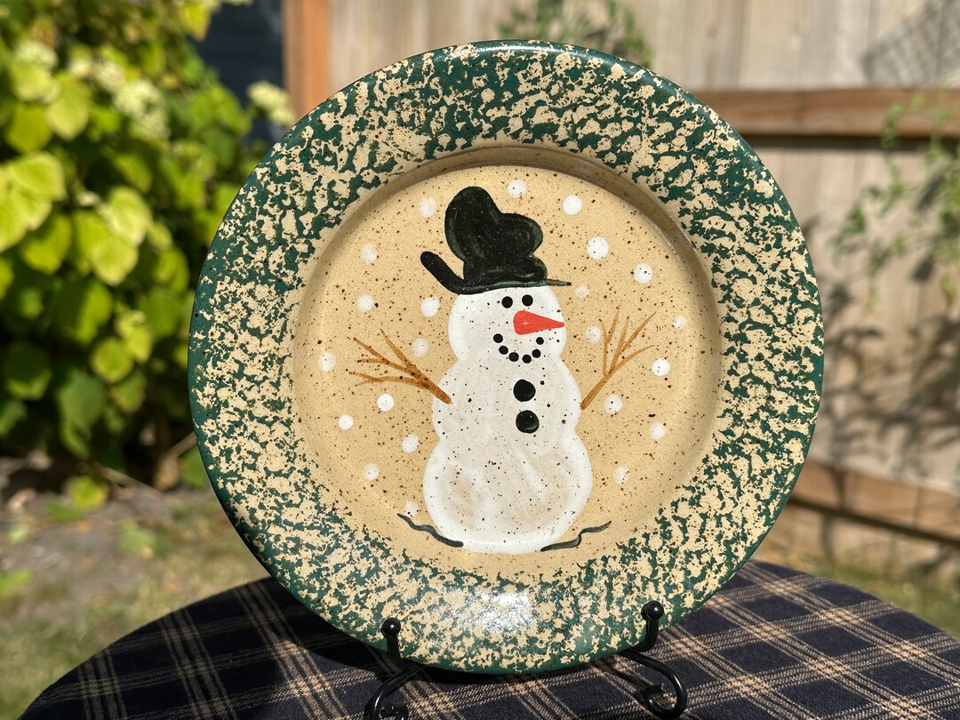 Snowman Plate Three Rivers Pottery Handmade Ceramics Stoneware Studio ...