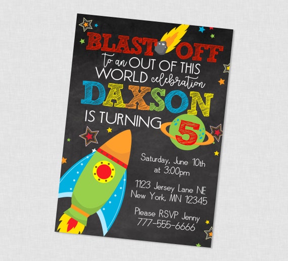 Invitations Of Outer Space Rockets