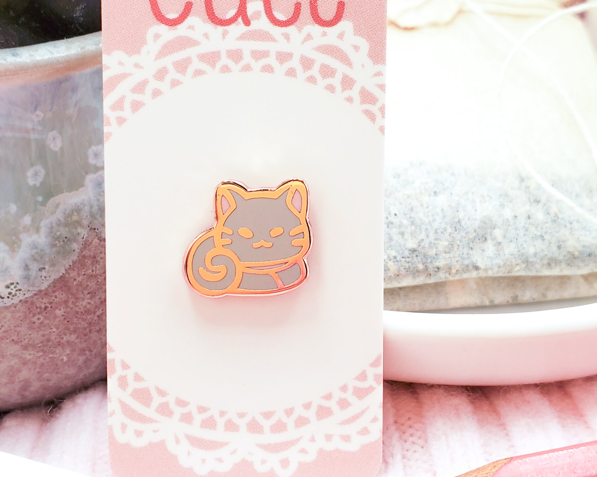 Tiny Cat Enamel Pin - Etsy
