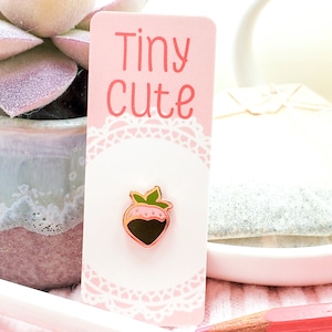Tiny Chocolate Strawberry Enamel Pin - Etsy